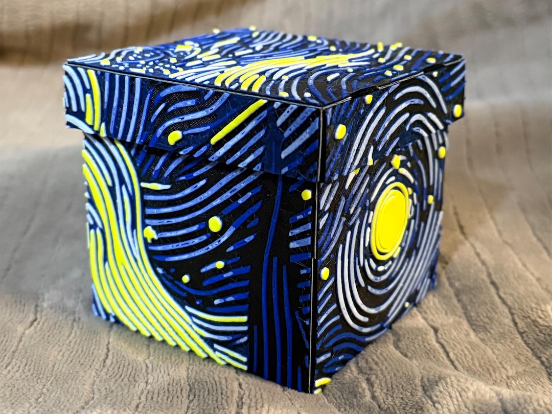 3D Printed Starry Night Gift Box 3x3 Premium Art-inspired Keepsake Box ...