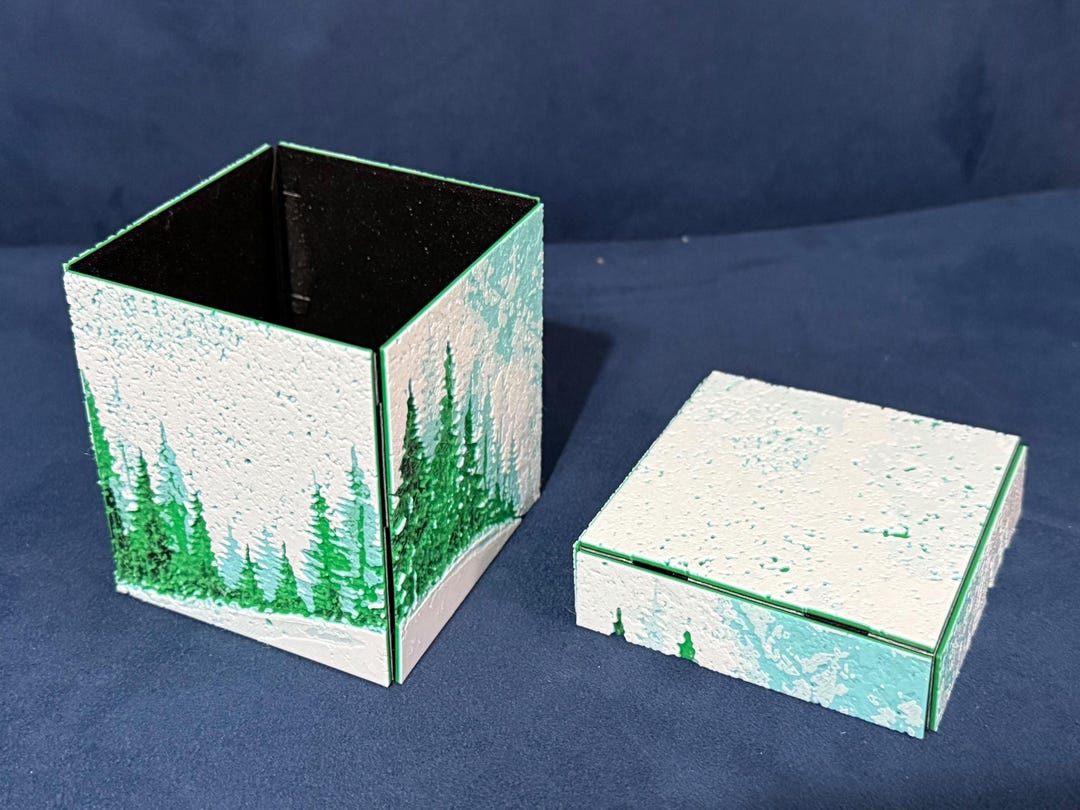 3D Printed Snowy Trees Gift Box: Art-inspired Keepsake (3x3) - Etsy UK