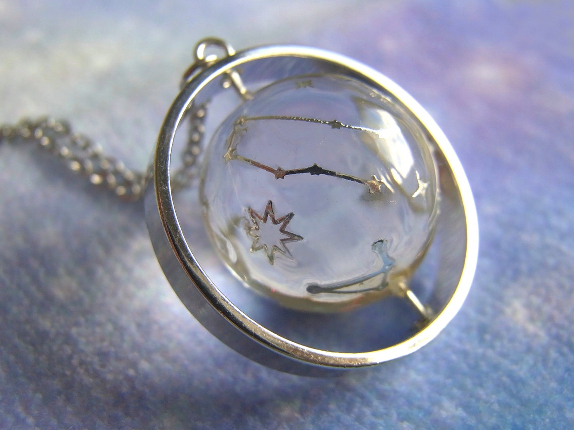 Silver Starry Sky Constellations Map Astrology Resin Spinner | Etsy