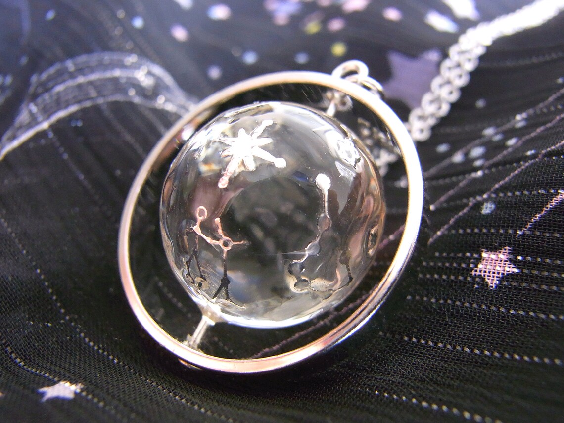 Silver Starry Sky Constellations Map Astrology Resin Spinner | Etsy