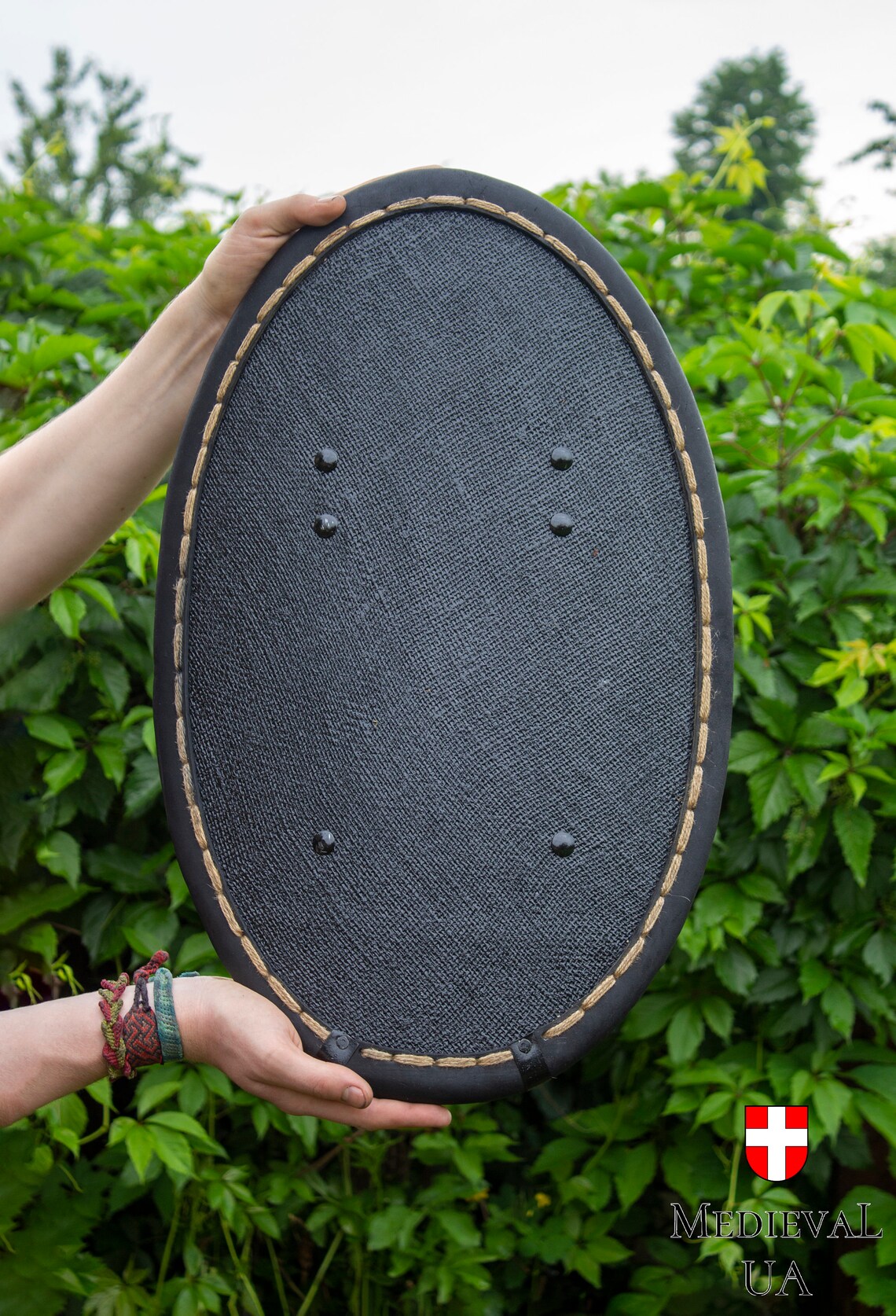 Black Oval Medieval Heater Shield for HMB Reenactment Battles - Etsy