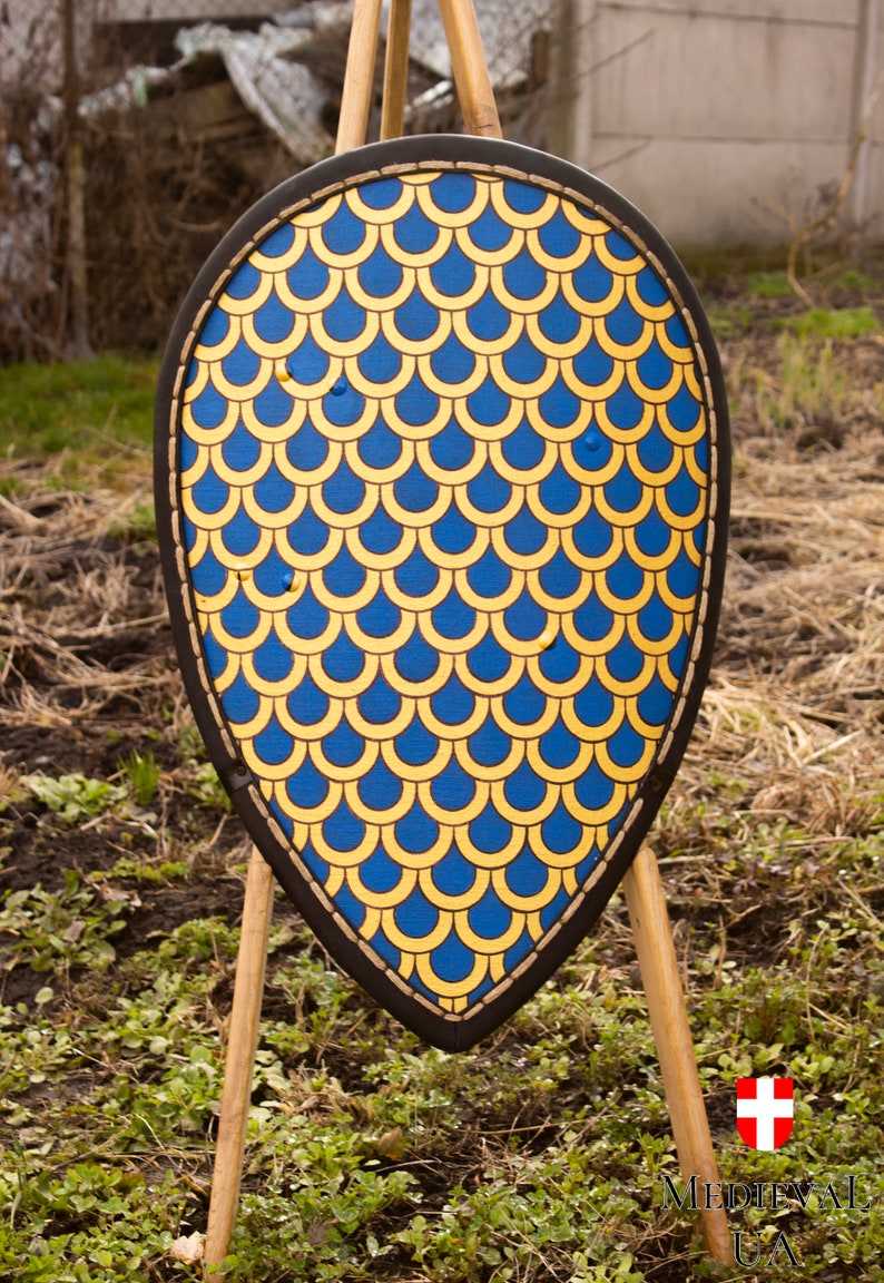 Vikings Kite Shield blue Dragon Scales Medieval - Etsy