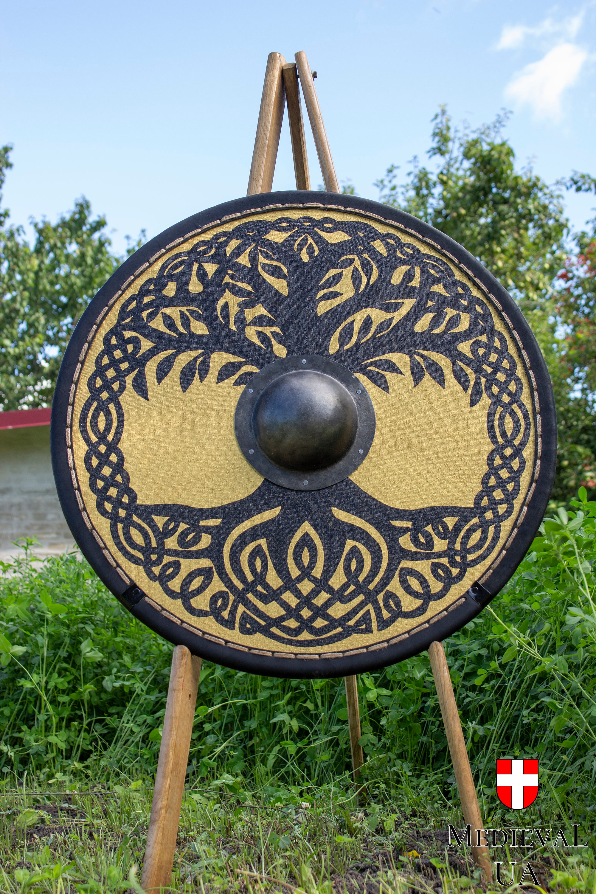 Round Vikings Shield with tree of life pattern | Etsy