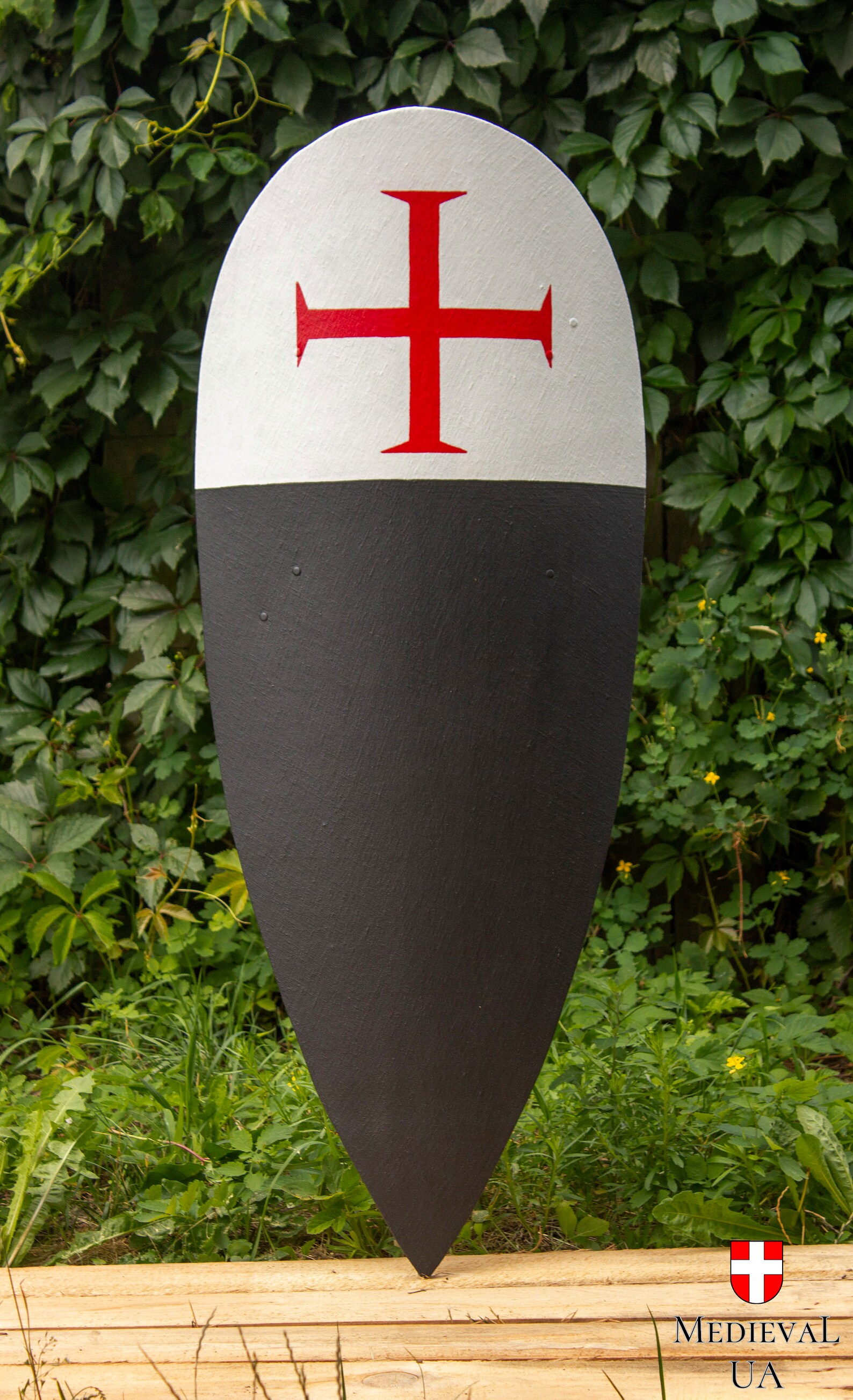Medieval Kite Shield With Templar Cross Vikings Wooden Shield - Etsy