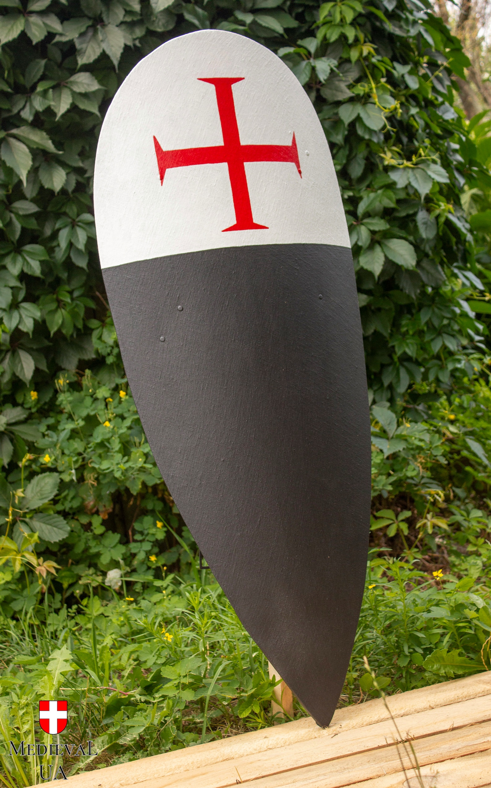 Medieval Kite Shield With Templar Cross Vikings Wooden Shield - Etsy
