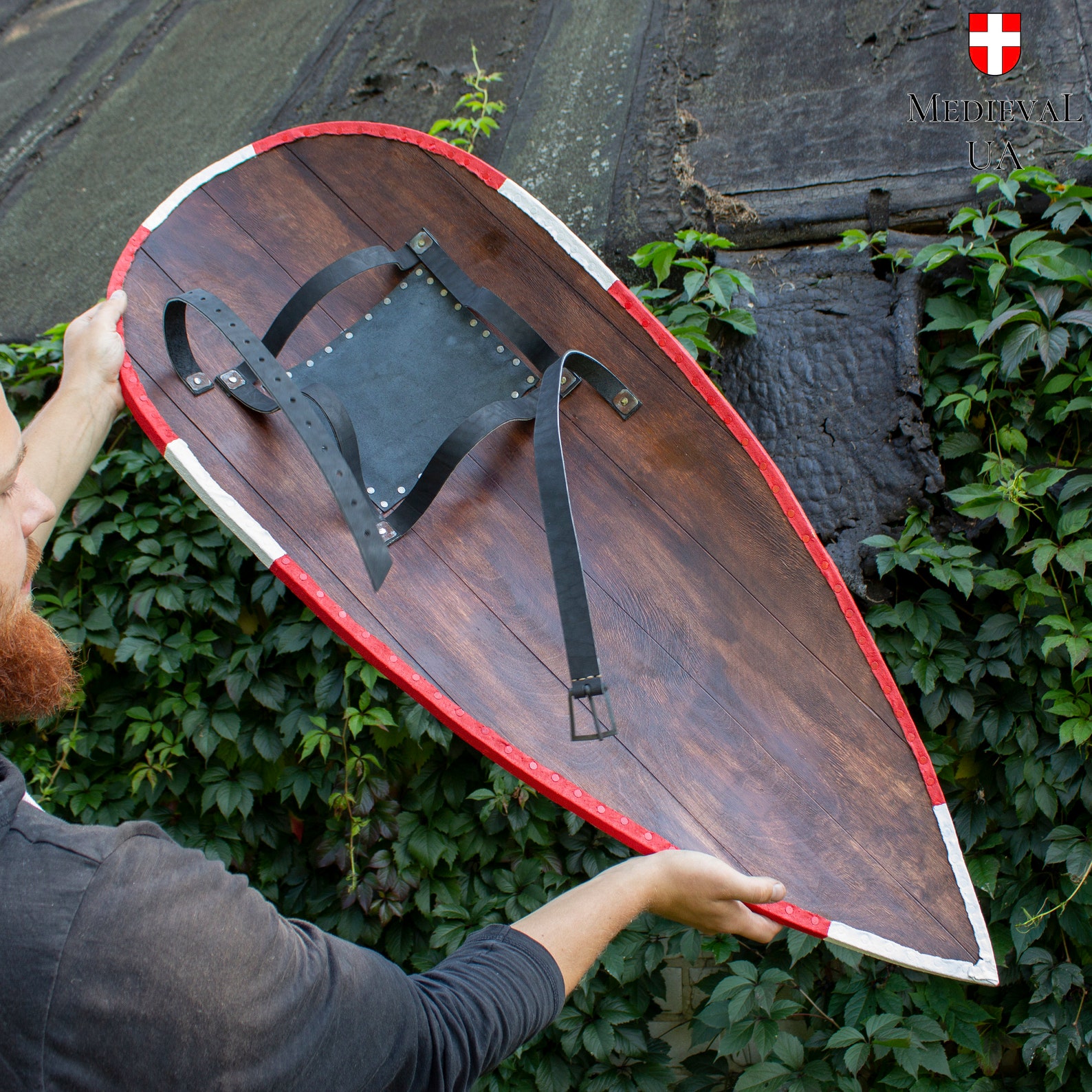 Viking Kite Shield With Red-white Pattern Medieval Shield - Etsy