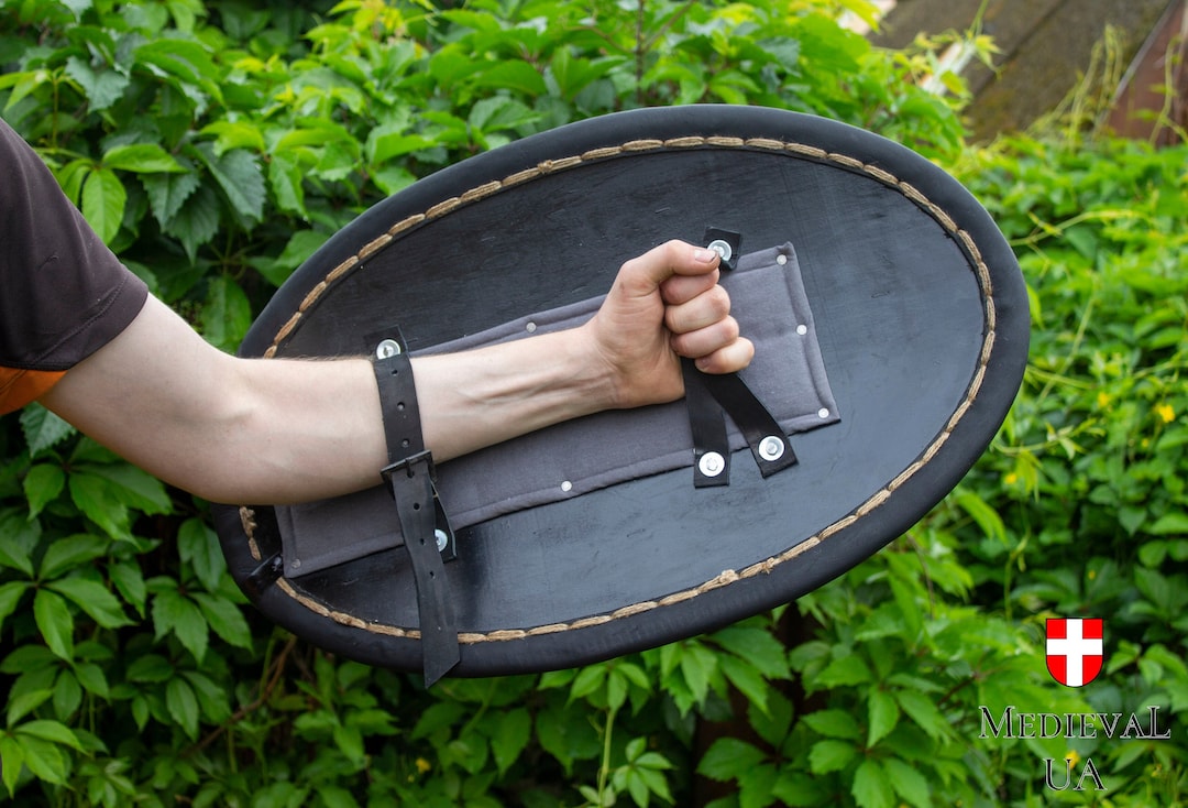 Black Oval Medieval Heater Shield for HMB Reenactment Battles, Viking ...