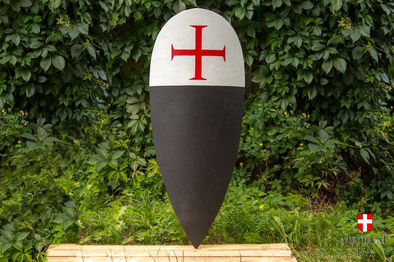 Medieval Kite Shield With Templar Cross Vikings Wooden Shield - Etsy