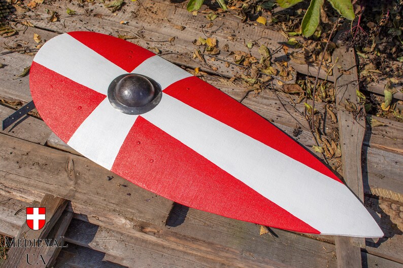 Viking Kite Shield With Red-white Pattern Medieval Shield - Etsy
