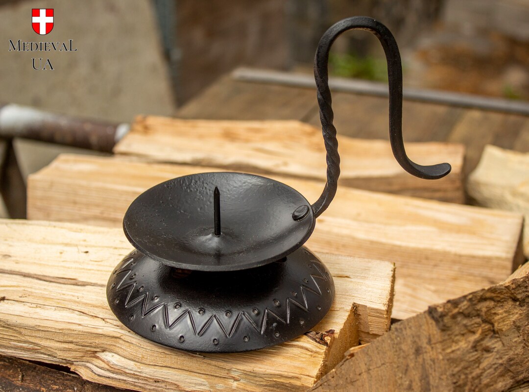 Black Forged Metal Medieval Candle Holder, Medieval Gothic Home Decor ...