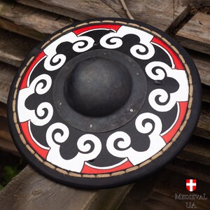Medieval Round Shield With Metal Shield Boss, Eastern Kalkan Buckler ...