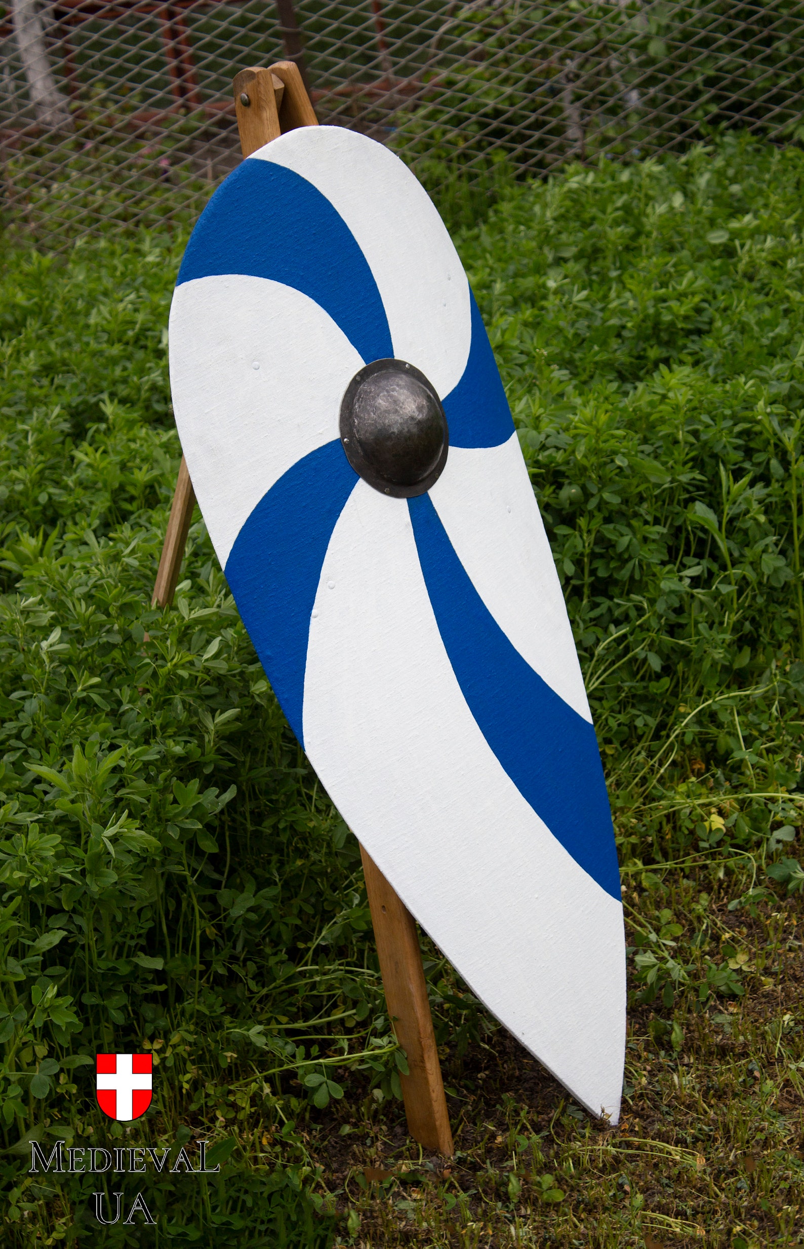 Viking Kite Shield With Blue-white Pattern Medieval Shield - Etsy