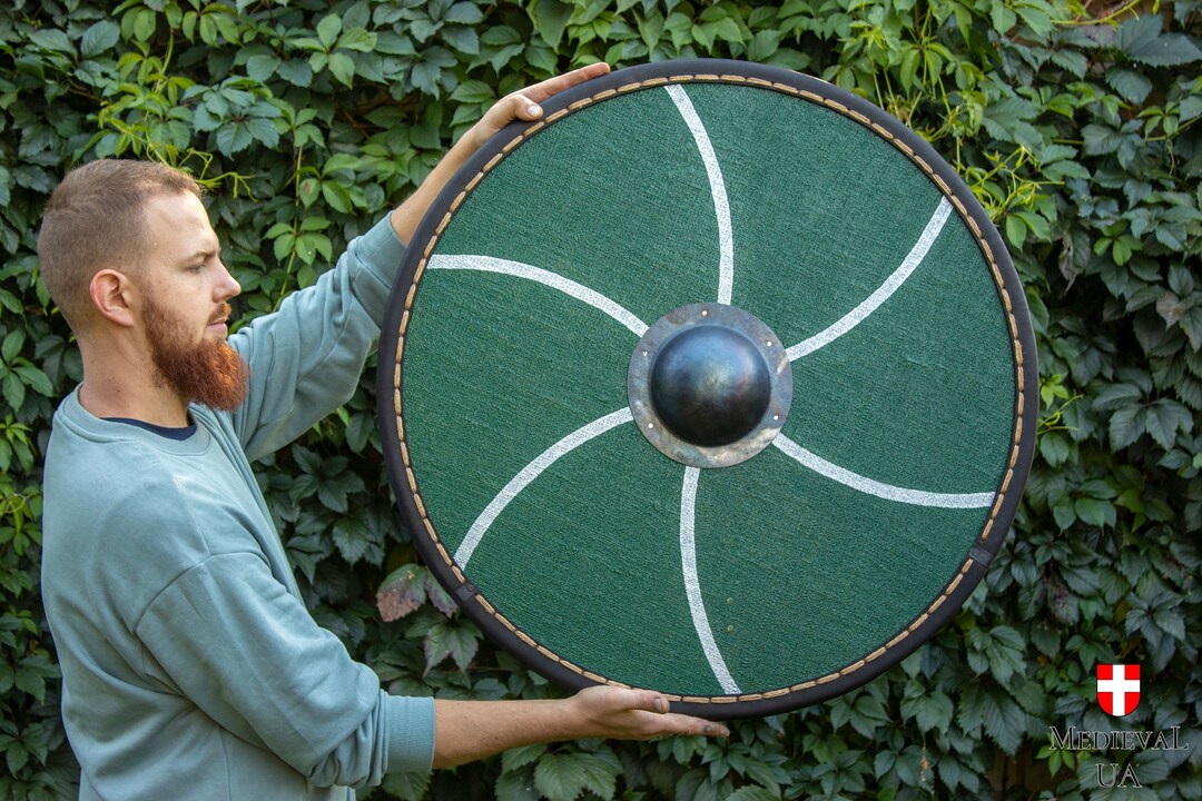 Viking Round Shield, Medieval Shield With Metal Shield Boss, Custom ...
