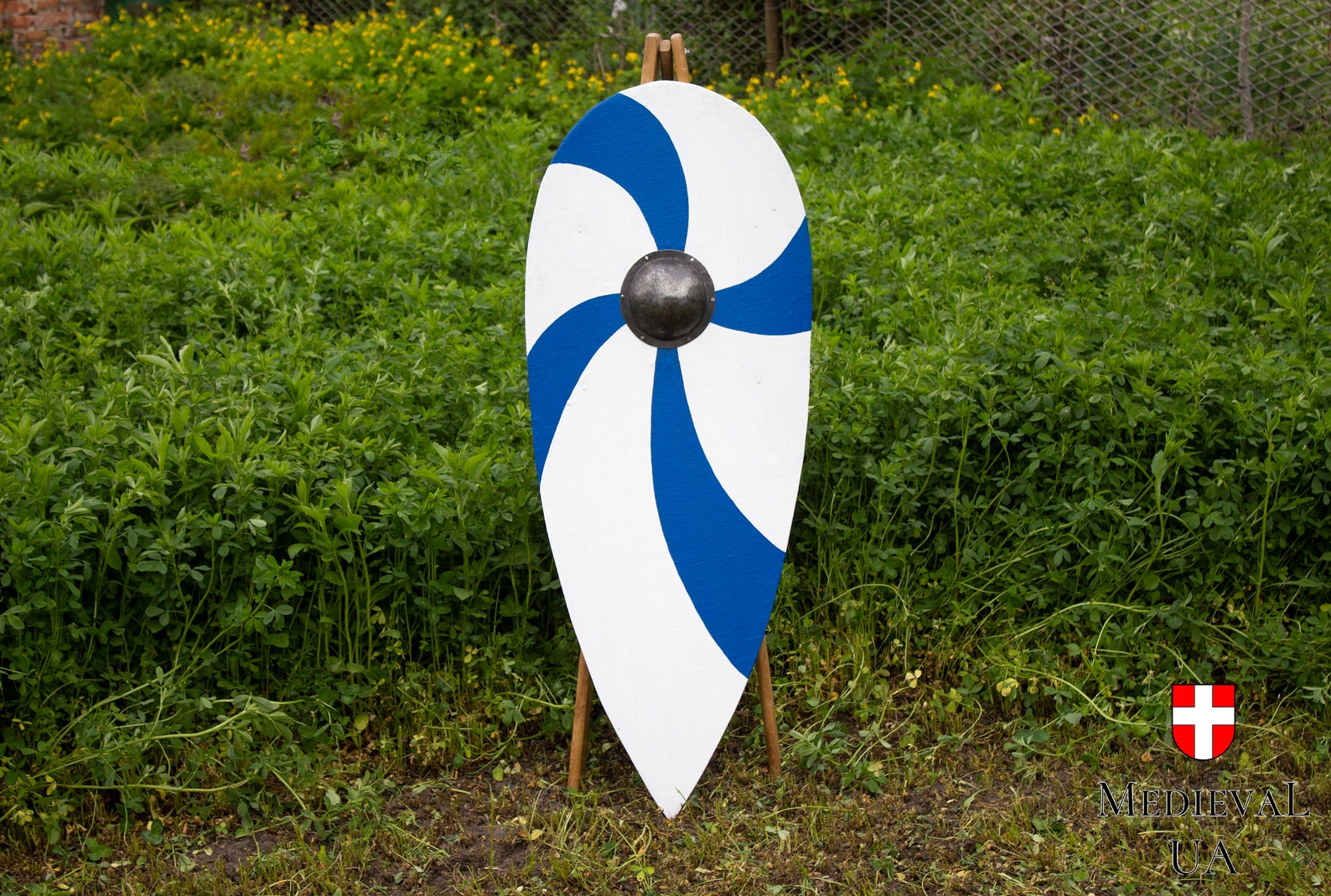 Viking Kite Shield With Blue-white Pattern Medieval Shield - Etsy