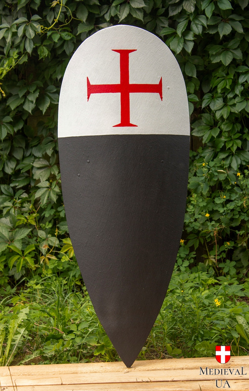 Medieval Kite Shield With Templar Cross Vikings Wooden Shield - Etsy