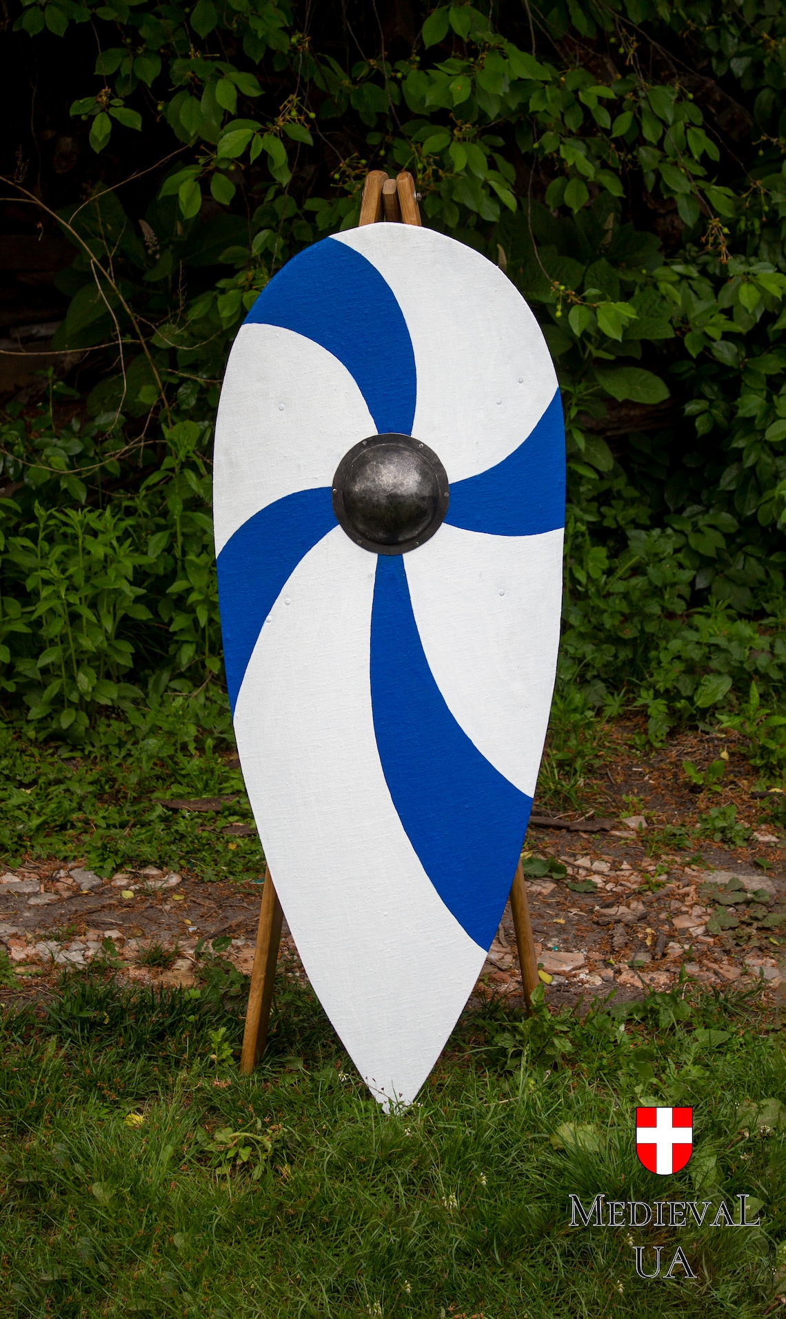 Viking Kite Shield With Blue-white Pattern Medieval Shield - Etsy