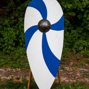 Viking Kite Shield With Blue-white Pattern, Medieval Shield, Dropshield ...