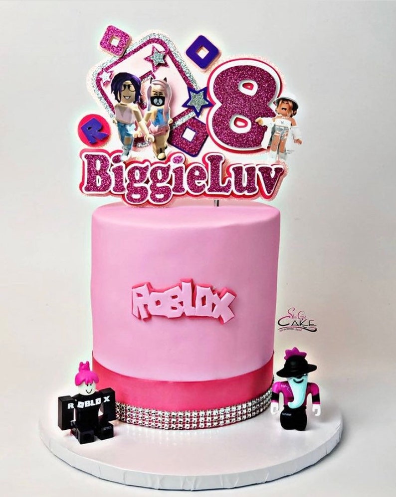 Girl Roblox Cake Topper. Pink Roblox Party Decor. Roblox Girls - Etsy