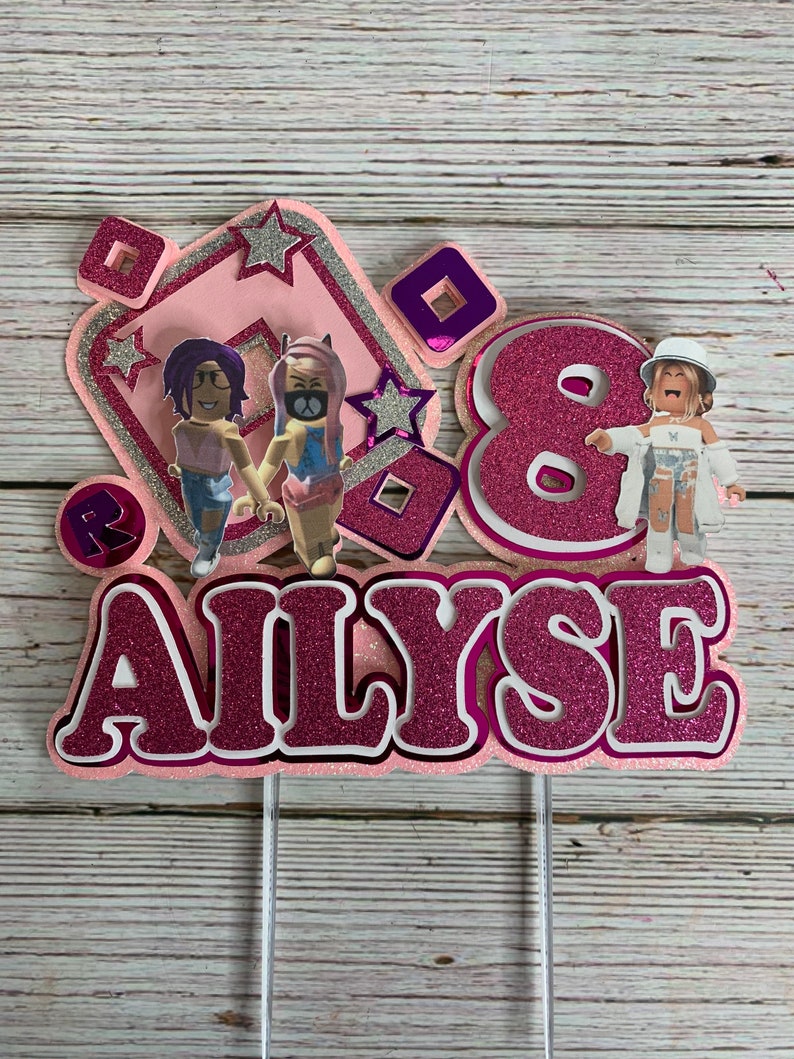 Girl Roblox Cake Topper. Pink Roblox Party Decor. Roblox Girls - Etsy