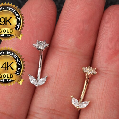 14k Solid Rose Gold Rook Piercingdaith Piercing Curved | Etsy