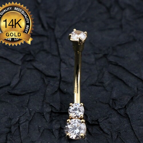 14k Solid Gold Belly Button Ring Prug Set Internally Threaded | Etsy