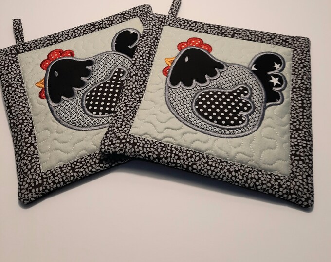 Insulated Quilted Potholders Set of 2 Chicken Potholders - Etsy