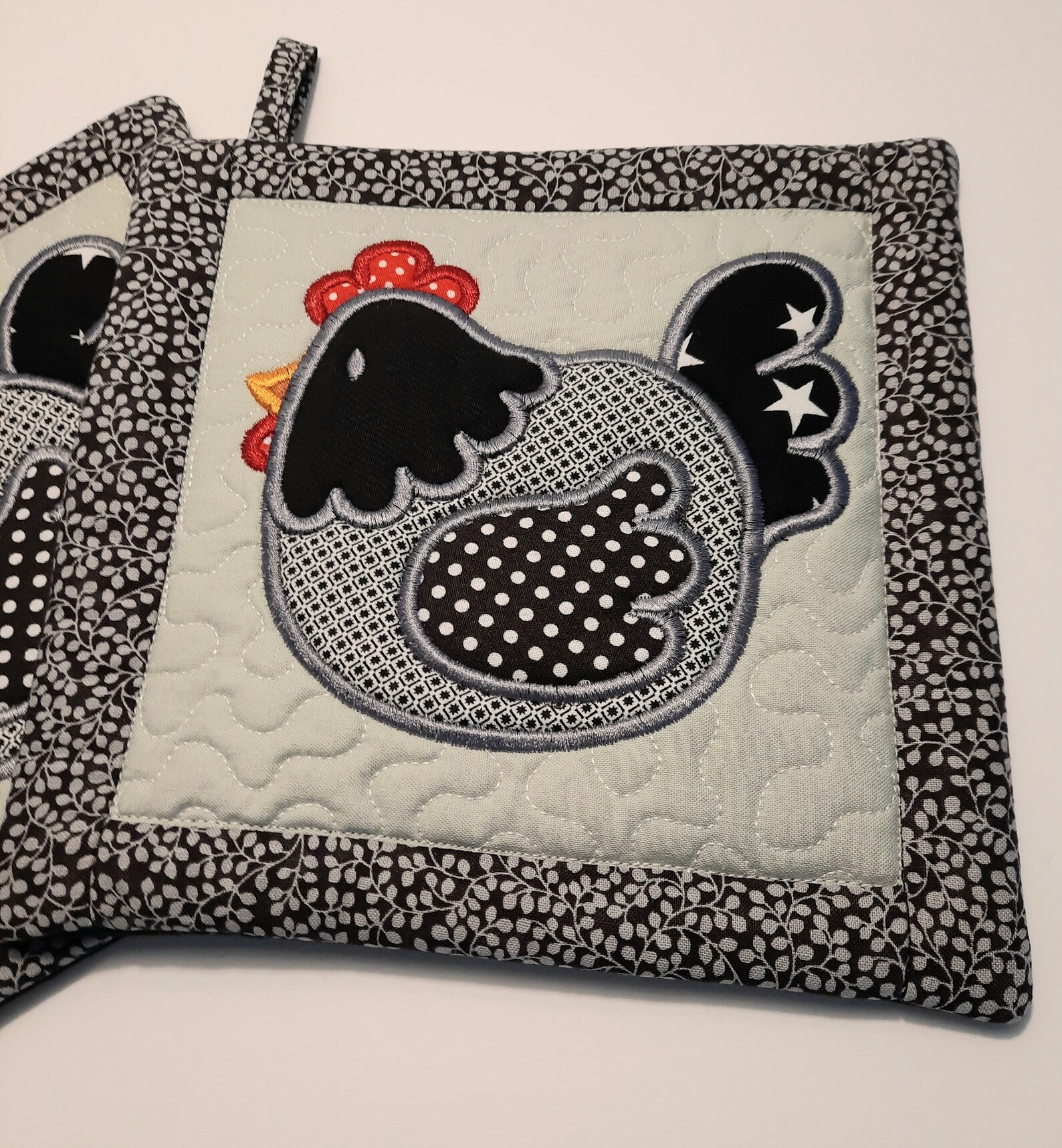 Insulated Quilted Potholders Set of 2 Chicken Potholders | Etsy