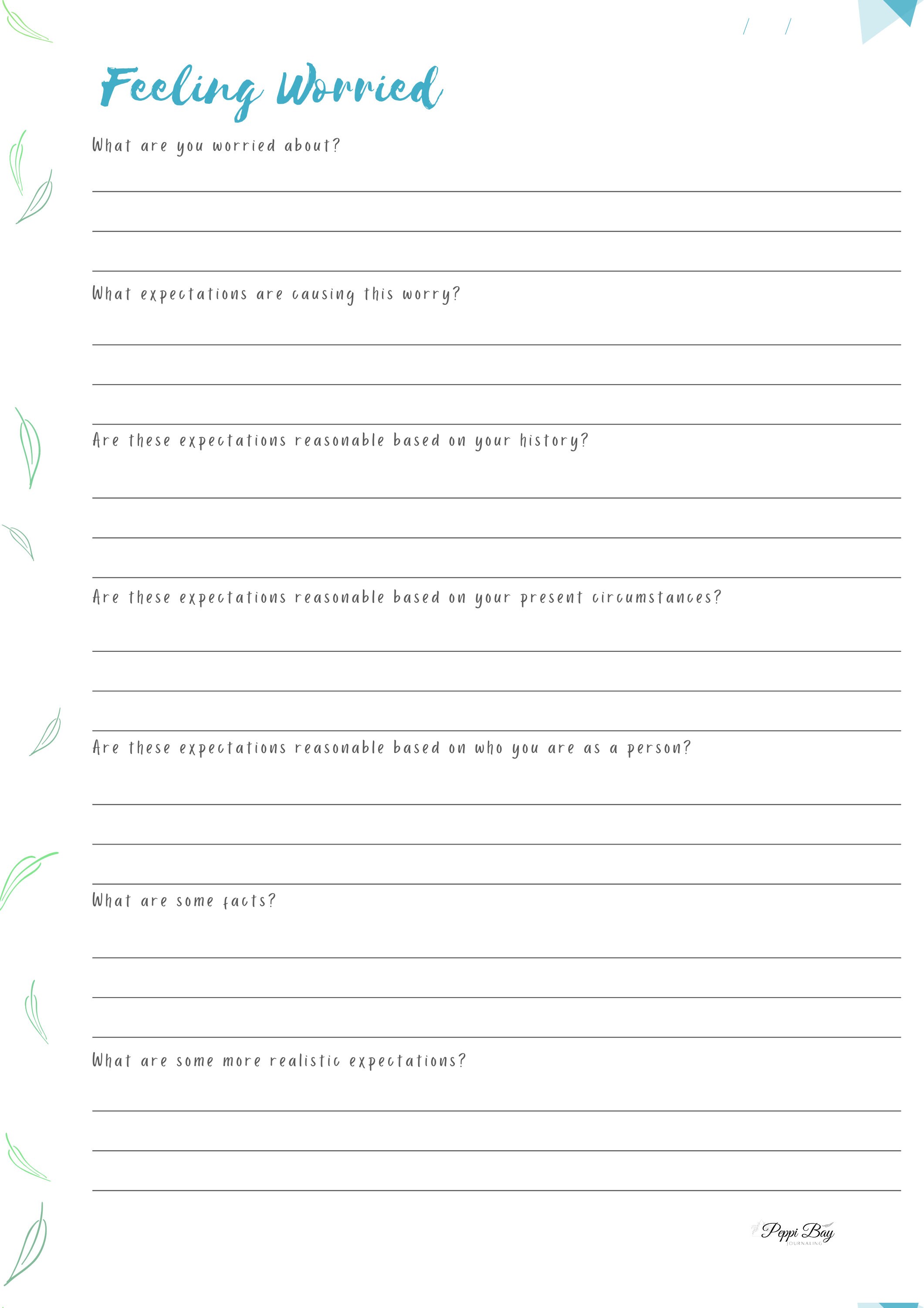 Feeling Worried Journal Template Packs Etsy
