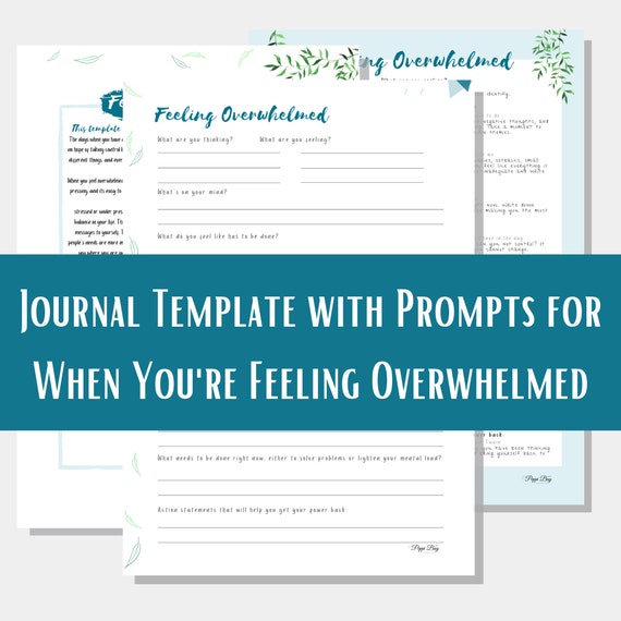 Feeling Overwhelmed Journal Worksheet | Etsy