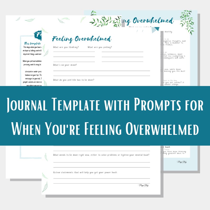 Feeling Overwhelmed Journal Worksheet Journal Prompts, Emotion ...