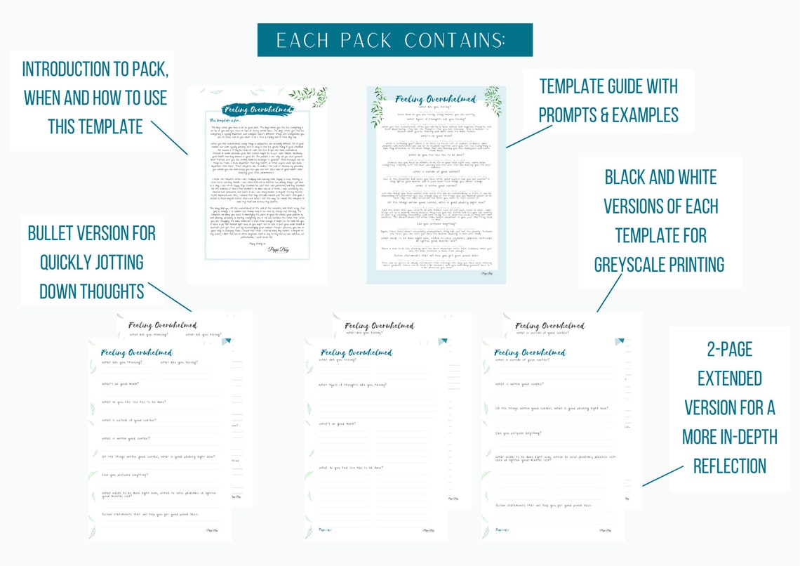 Feeling Overwhelmed Journal Worksheet Journal Prompts Emotion - Etsy ...