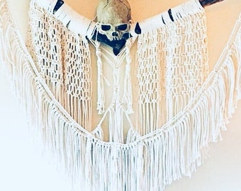 Boho Skull Macrame Wall Hanging - Etsy