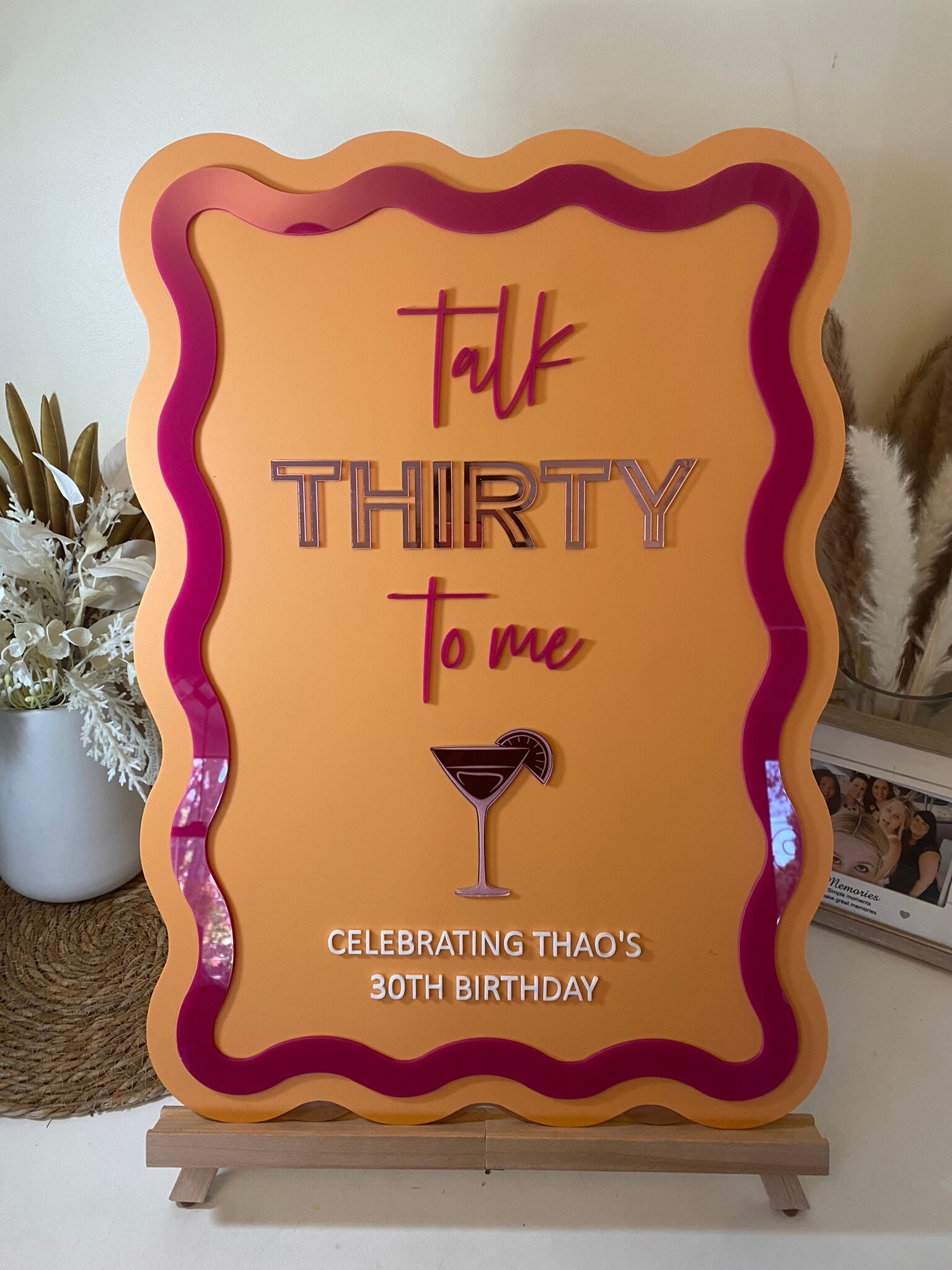 Talk Thirty to Me Custom Wavy Acrylic Sign 30th Birthday Party Welcome ...