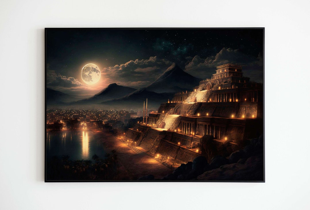 Ancient City of Tenochtitlán Digital Art|aztec Wall Art|mexica City ...