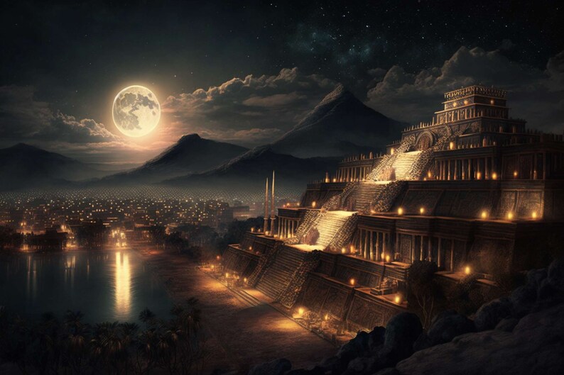 Ancient City of Tenochtitlán Digital Art|aztec Wall Art|mexica City ...