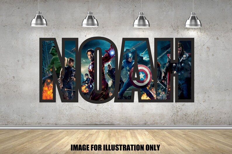 Marvel Avengers Border Named Personalised Childrens Wall | Etsy