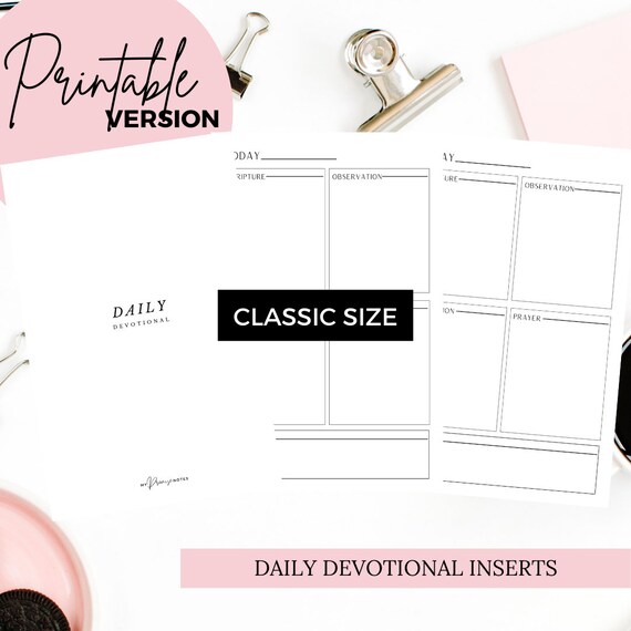 Daily Devotional on 1 Page Printable Insert Classic Size - Etsy