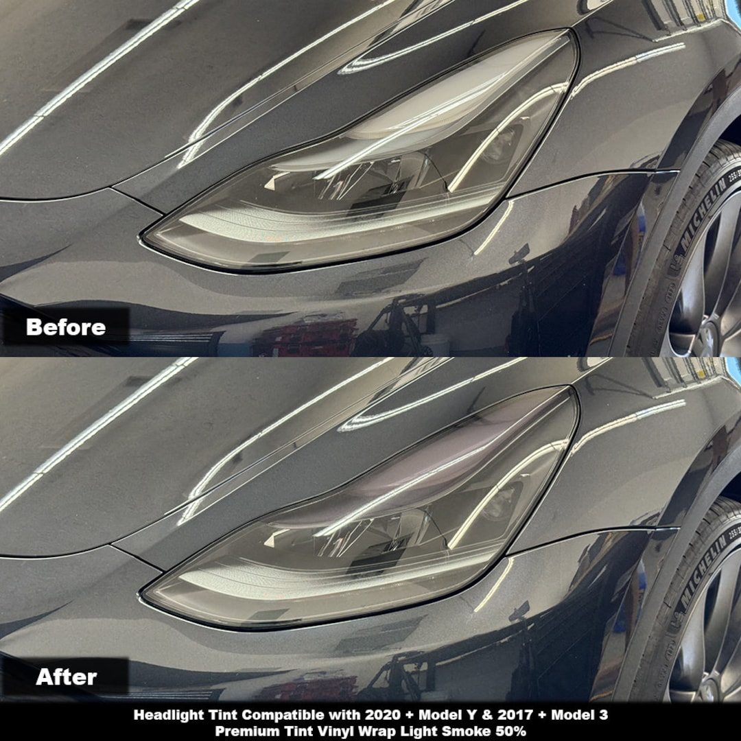 Crux Motorsports Headlight Tint Overlay Light Smoke 50% for Tesla Model ...