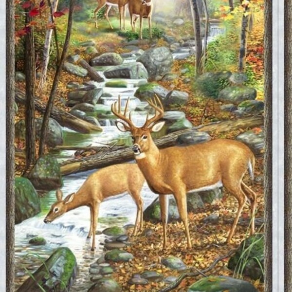 Deer Panel Fabric - Etsy