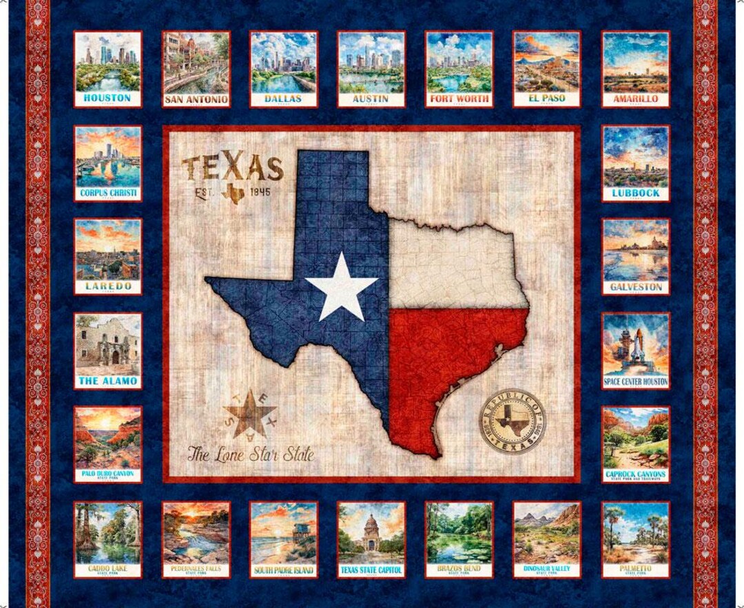 All TEXAS Shop Hop - Texas Map Panel (36-inch X Wof) - QT Fabrics ...