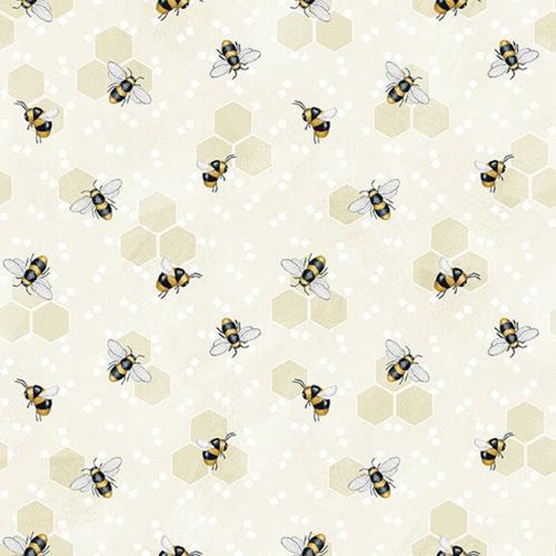 BEE YOU Bees Allover Cream by Shelly Comiskey for Henry Glass - Etsy