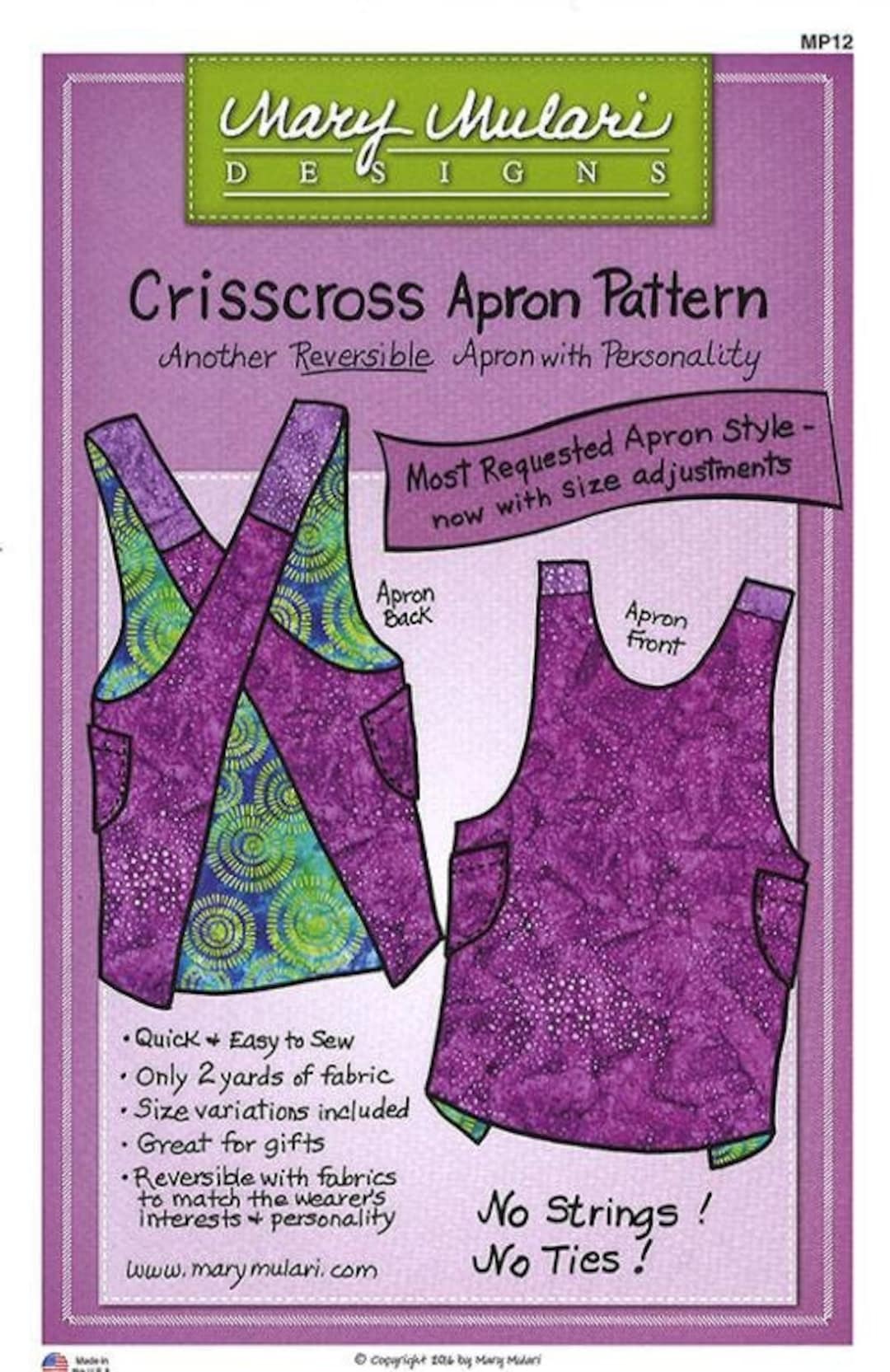 CRISS CROSS Apron - Reversible - 2 Yards of Fabric - Size Variation for ...
