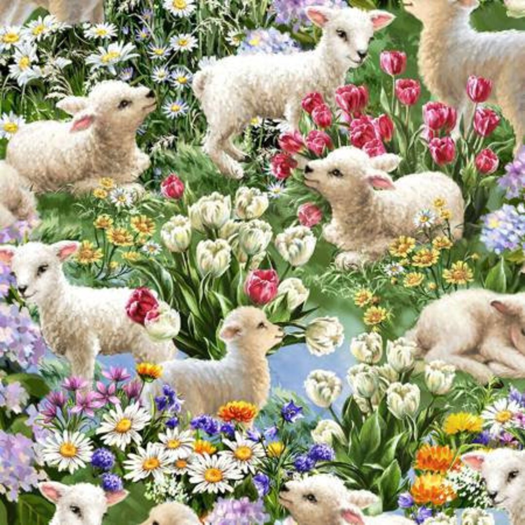 LAMBS Multi Spring Meadow Timeless Treasures, CD1393-MULTI, Bty - Etsy