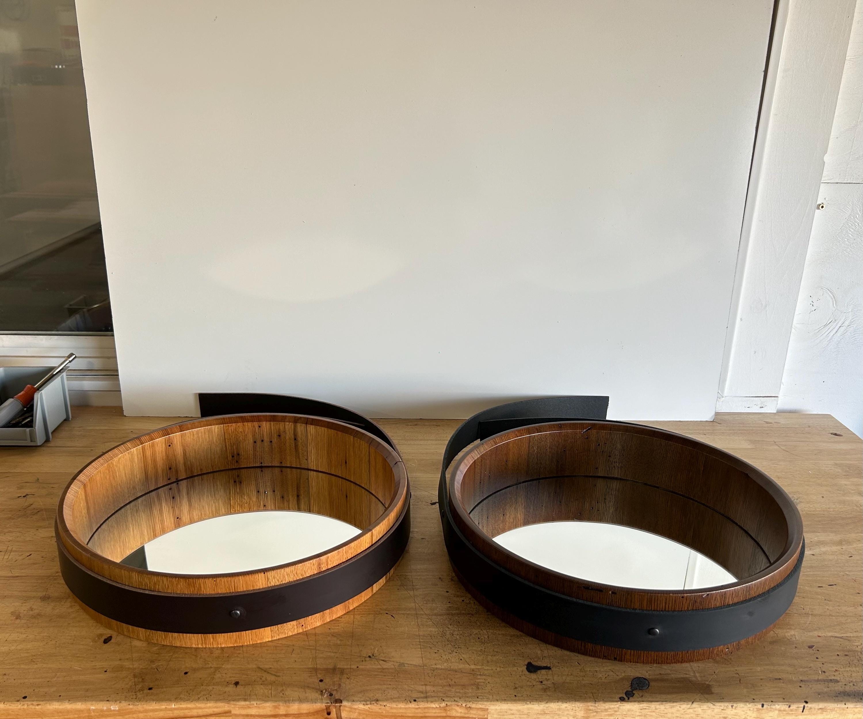 Reclaimed American Wormy Chestnut & Leather Captains Mirror - Etsy