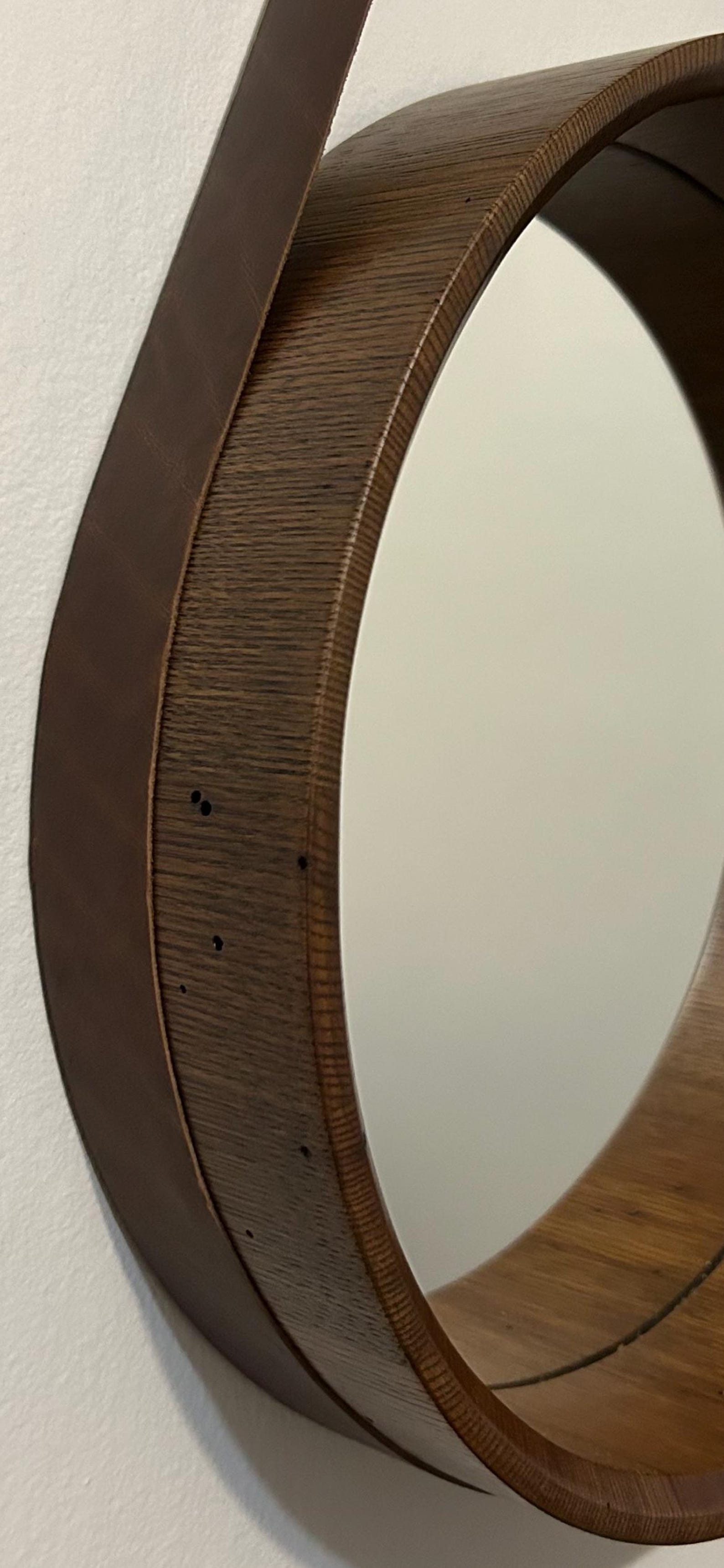 Reclaimed American Wormy Chestnut & Leather Captains Mirror - Etsy