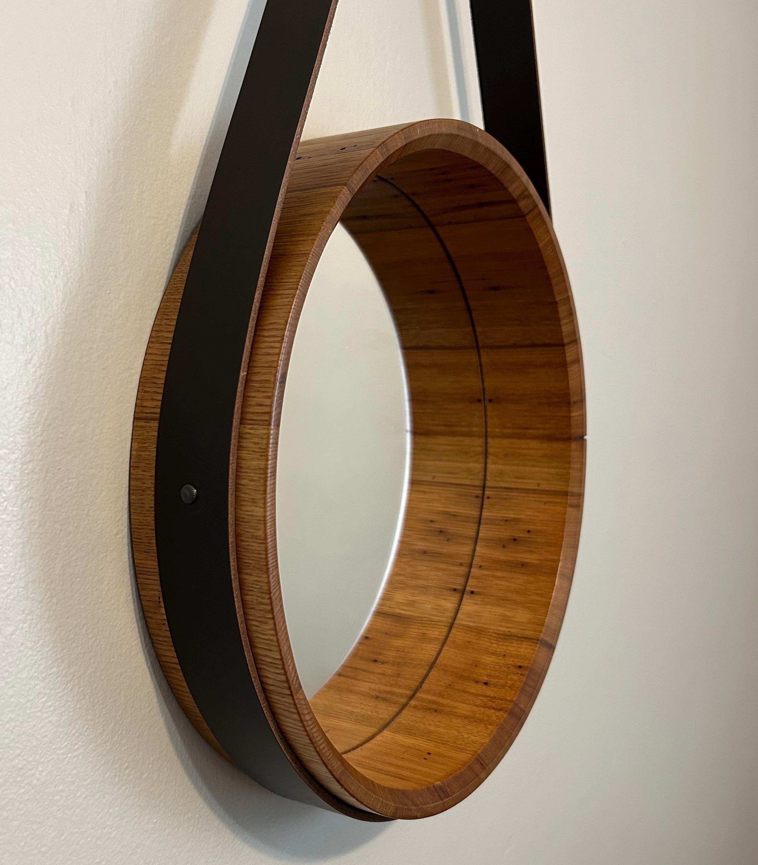 Reclaimed American Wormy Chestnut & Leather Captains Mirror - Etsy