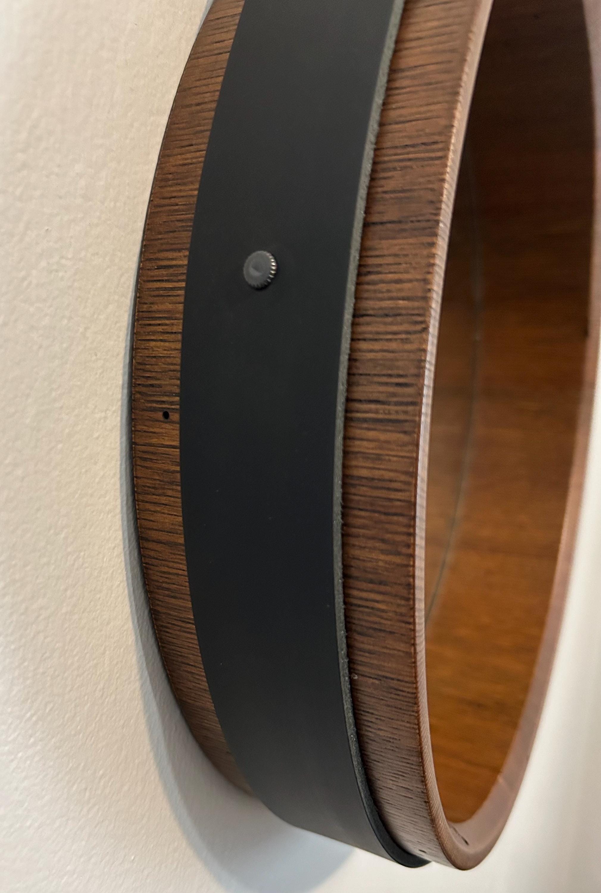 Reclaimed American Wormy Chestnut & Leather Captains Mirror - Etsy