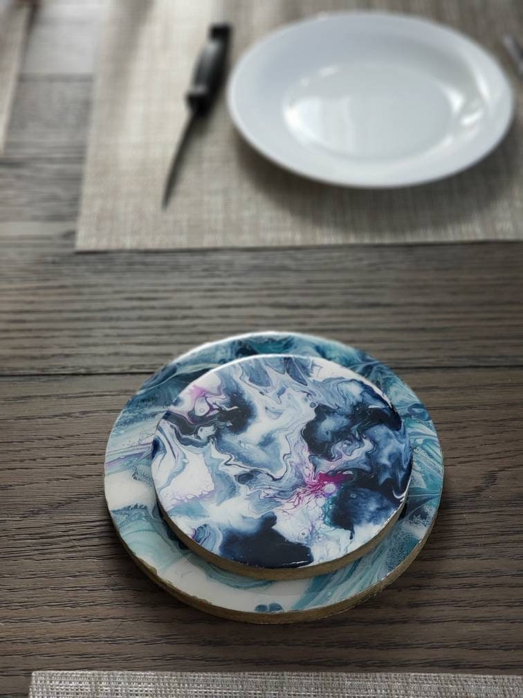 Trivets, Acrylic Pour With Resin Trivet Set, Stand, Base - Etsy