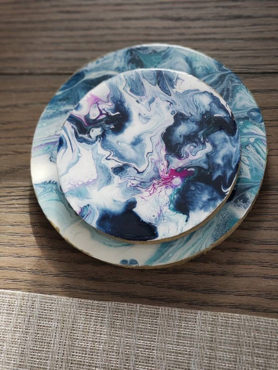 Trivets, Acrylic Pour With Resin Trivet Set, Stand, Base - Etsy