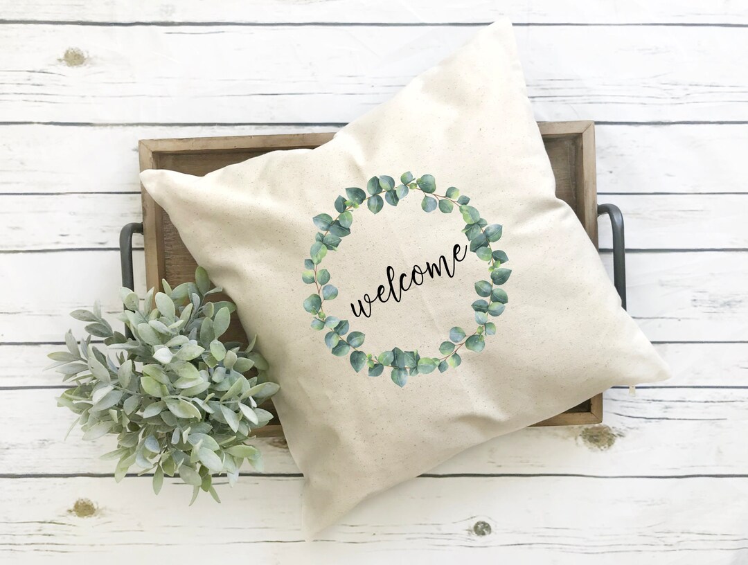 Welcome Wreath Pillow / Welcome Pillow / Home Decorating Pillow / Home ...